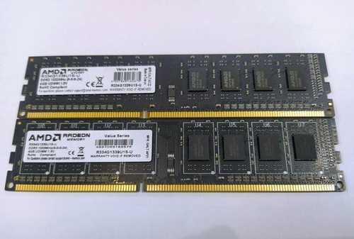 Комплект AMD 2х4Gb DDR3 1333 Mhz dimm