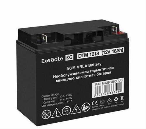 Аккумуляторная батарея ExeGate DTM 1218 (12V 18Ah