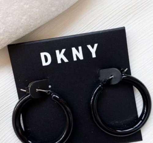 Новые серьги Dkny черные кольца оригинал