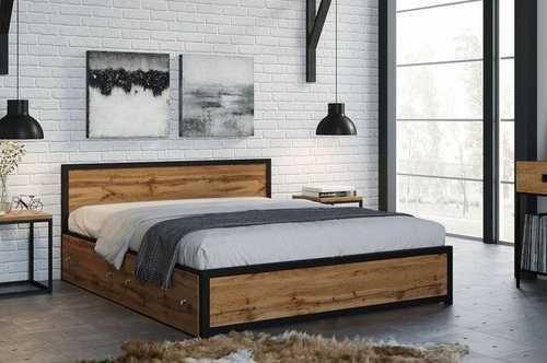 Двуспальная металлическая кровать Титан Лофт 160