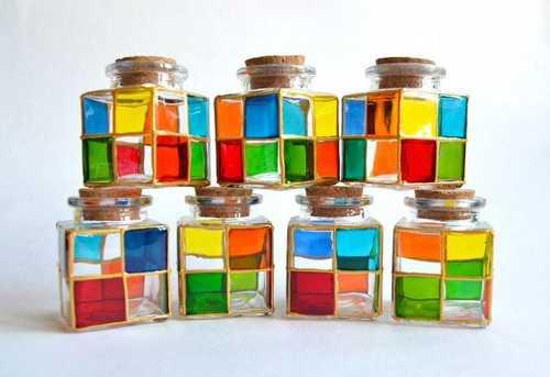 Баночки для специй или ароматерапии цветное стекло