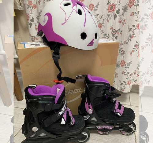 Роликовые коньки rollerblade детские, шлем