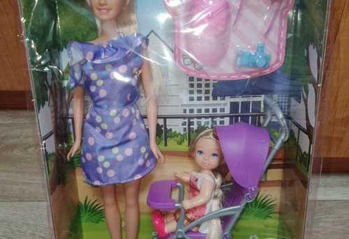 Кукла Барби с коляской и малышом
