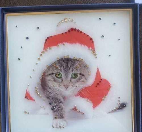 Картина Swarovski "Кот Новый год"