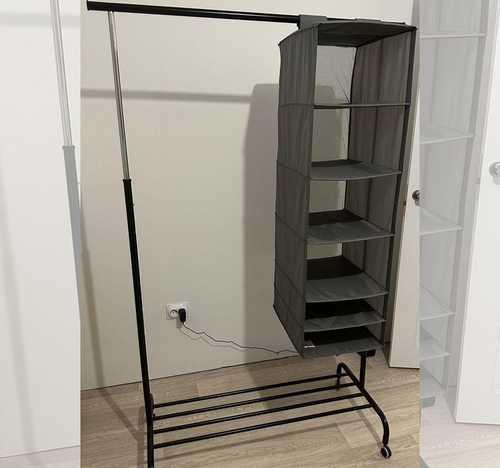 Вешалка напольная IKEA rigga черная, органайзер