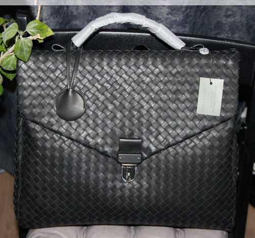 Мужской кожаный портфель Bottega Veneta Nero new