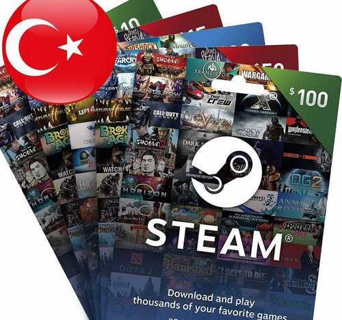 Пополнение steam - Турция - Подарочные карты