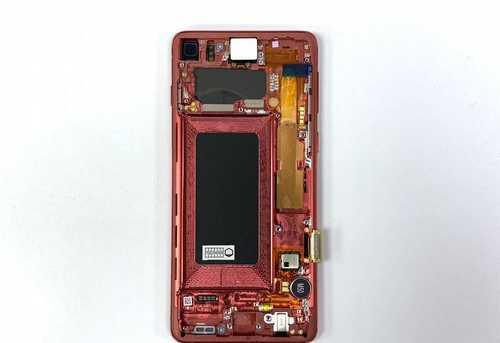 Дисплей для Galaxy S10 красный сервисный на раме