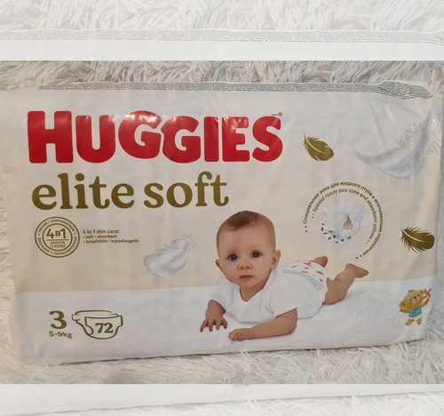 Подгузники Huggies elite soft 3 72 шт