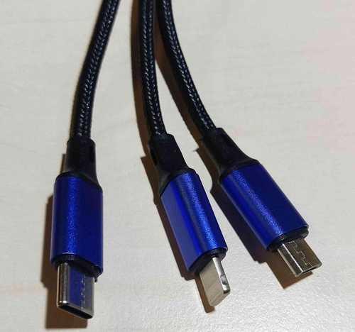 USB Кабель зарядный 3в1 Type-C Micro-USB Lightning