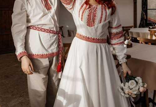 Славянское свадебное платье Берегинюшка белое