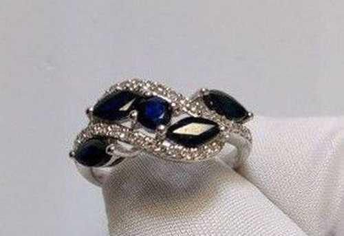 Золотое кольцо с бриллиантом и сапфирами