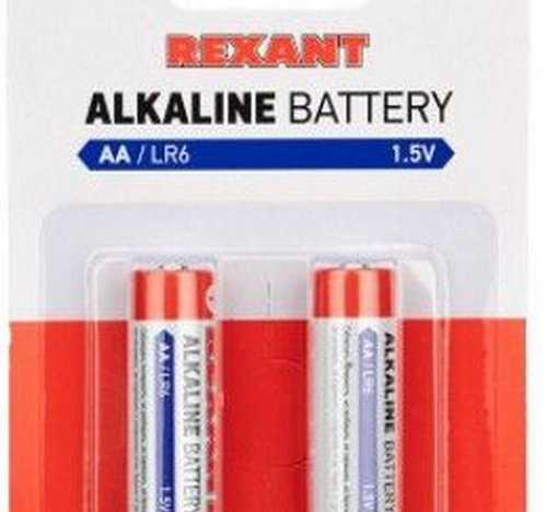 Rexant (30-1050) Батарейка алкалиновая AA/LR6, 1,5В, 2 шт, блистер