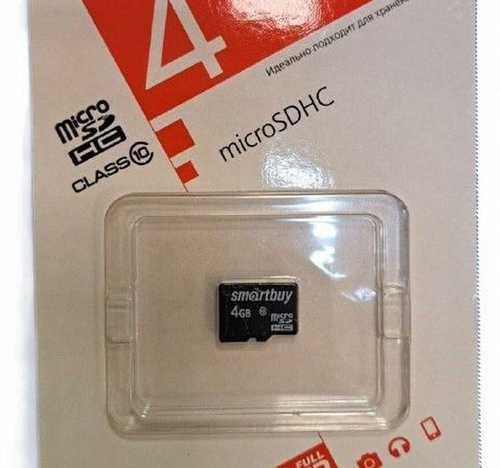 Карта памяти Micro SD HC 4 Gb SmartBuy class 10