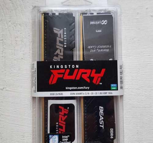 Оперативная память Kingston Fury Beast Black DDR4