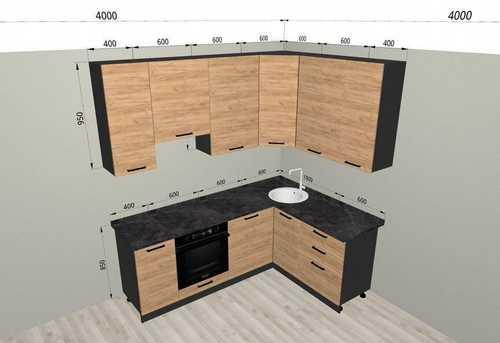 Кухонный гарнитур угловой 2200х1600мм
