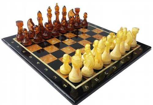 Янтарные фигуры для шахмат "Коньяк и молоко" 35х35