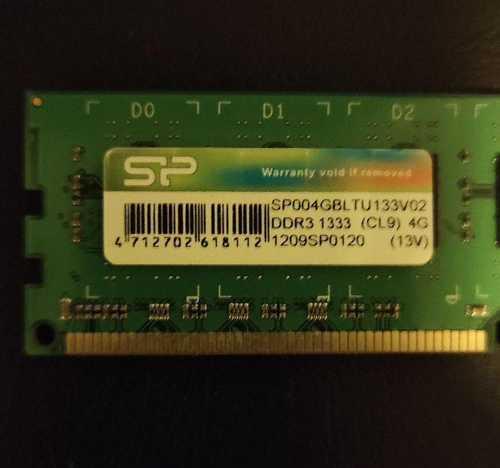 Оперативная память ddr3 4 gb 1333 silicon power