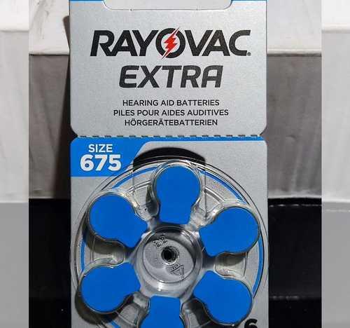 6 батареек для слухового аппарат Rayovac Extra 675