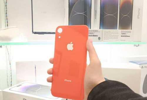 Заднее стекло на iPhone XR (оранжевый) Big Hole