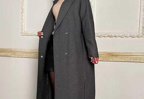 Пальто длинное с разрезами шерсть