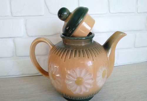 Большой керамический чайник. Винтажный чайник СССР