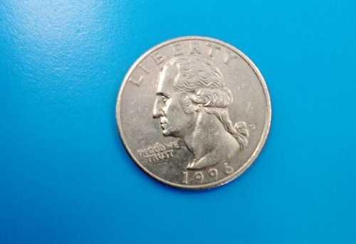 Коллекционная монета США quarter dollar 1996