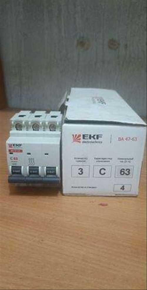 Автоматический выключатель EKF C63, 3P, BA47-63