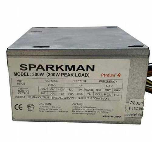 Блок питания 300W Sparkman 300W peak load ATX 20p