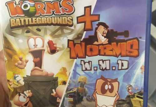 Worms battlegrounds + worms W.M.D PS4, английская