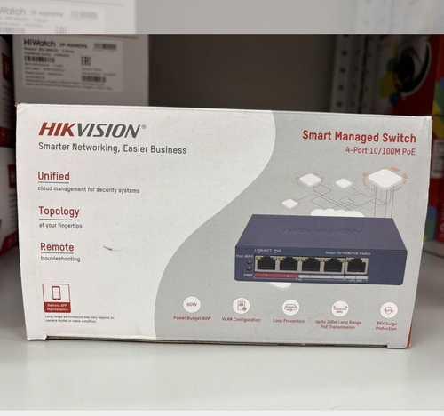 Коммутатор Hikvision DS-3E1105P-EI 4-портовый