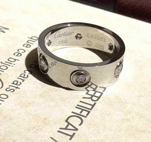 Кольцо Cartier Love, белое золото, 6 бр. 0,55ct