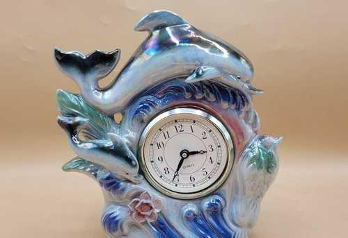 Часы настольные Кварц фарфор Дельфины 22*20 см