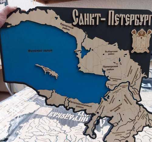 Настенная карта Санкт-Петербург из дерева