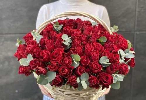 101 роза с доставкой Корзина Розы Букет