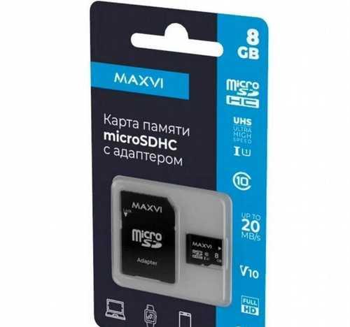 Карта памяти Maxvi microsdxc 8GB, class 10, UHS-I