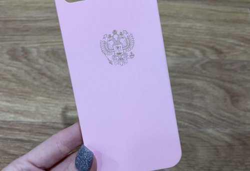 Чехол на iPhone 5 5s se. Розовый с гербом России