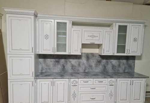 Кухня Афина 5 (3,6м) белый серебро