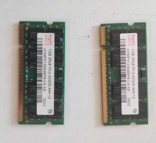 Hynix 1gb 2rx8 pc2-4200s-444-12 2 шт sodimm DDR2