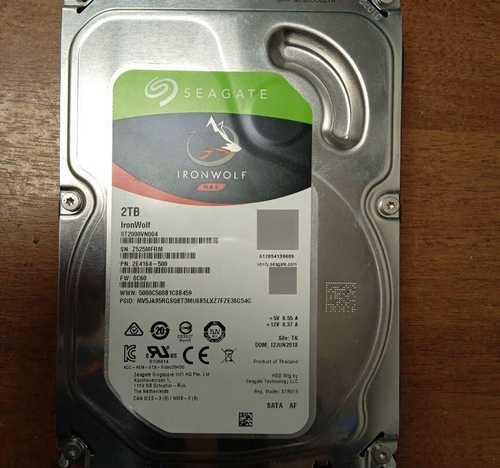 Жёсткий диск Seagate Ironwolf ST2000VN004, 2Tb