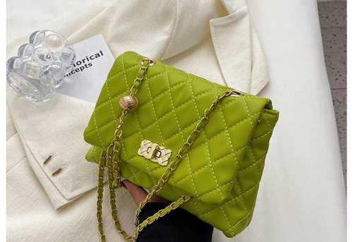 Женская сумочка на плечо из эко-кожи (зеленая)