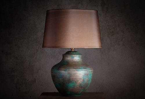 Настольная лампа с абажуром изо льна Rustic patina