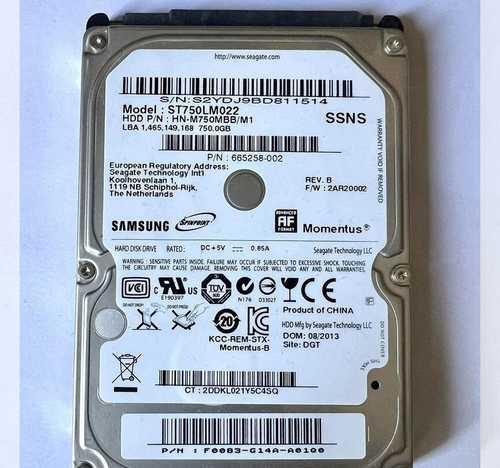 Жесткий диск 2.5" 750Gb в отличном состоянии