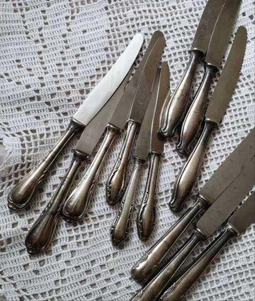 Столовые приборы ножи винтаж серебрение