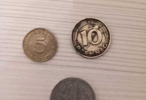 Монеты Германии 1937 и Финляндии 1985