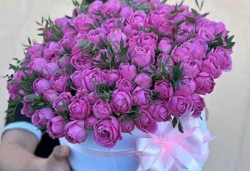 29 Пионовидные розы в коробке/розы цветыдоставкой