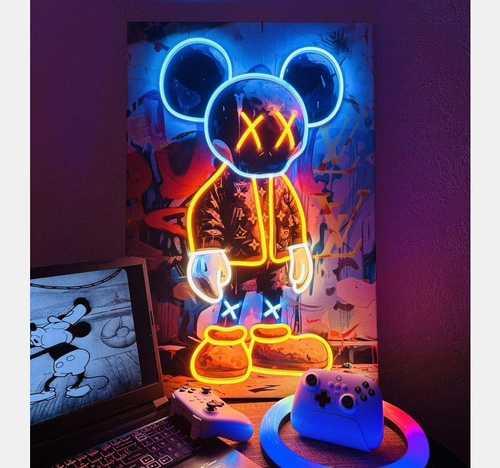 Неоновая картина «kaws Mickey»/ картина kaws