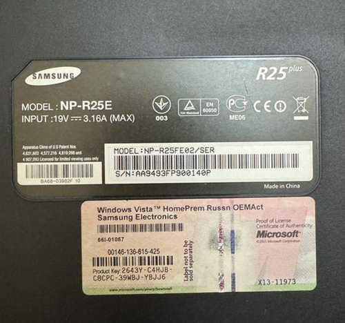 Ноутбук samsung np-r25e на запчасти