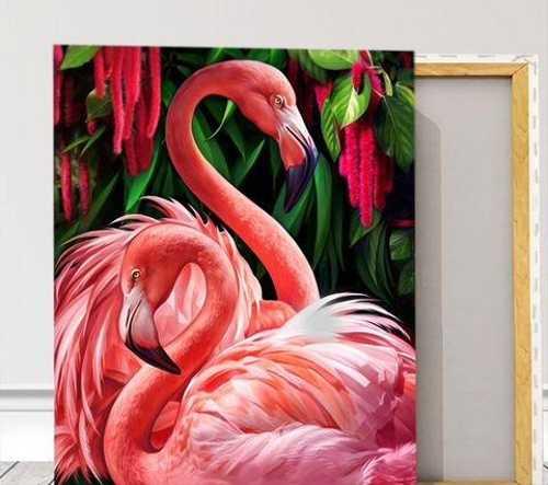 Картина Розовые фламинго, холст 40х50