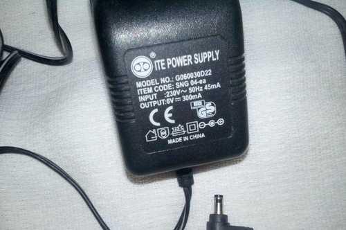 Зарядник/блок питания (ac/dc adapter) 6v 300mA